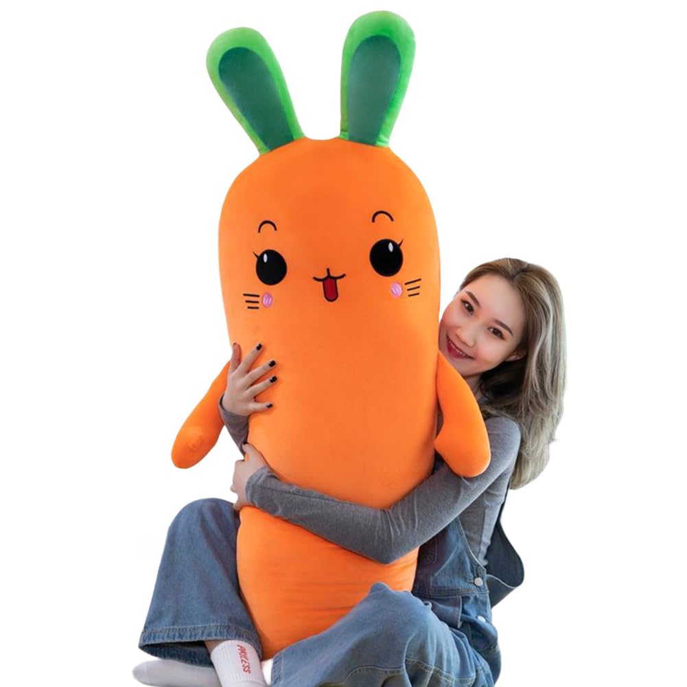 Shapeazy Carrot Plush Toy,Soft Carrot Hugging Pillow Cute Stuffed Doll Toy,Plush Vegetable Pillows Throw Pillow Plush Pillow for Kids Plush Toys Gift for Birthday Valentine Christmas (51.2inch)