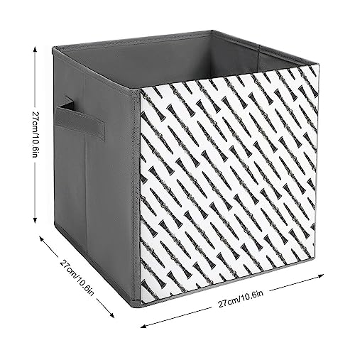Fun Musical Instrument Clarinet Storage Cubes with Handles Foldable Fabric Bins Organizing Baskets for Shelves Closet