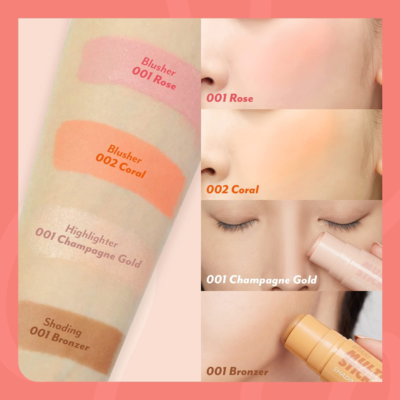 I'm Meme Highlighter Stick for Face - I'm Multi-stick | 001 Champagne Gold, 0.25 Oz + Eyeshadow Stick - I'm Stick Shadow Shimmer 001 Sugar Bling, 0.03 Oz Bundle