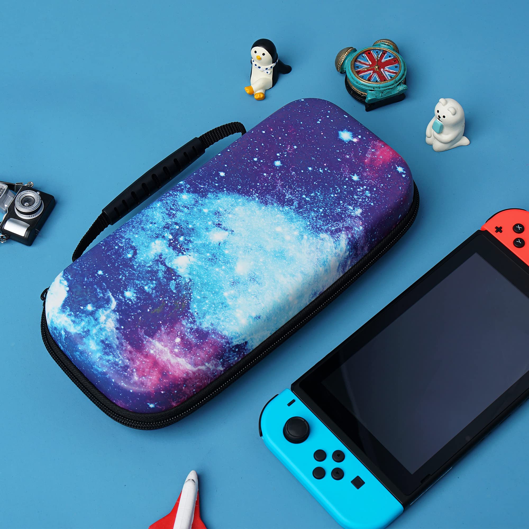FANPL Carrying Case for Nintendo Switch & OLED Mode, Cool Starry Sky Travel Hard Protective Case for Switch with 10 Game Card Slots (Galaxy)