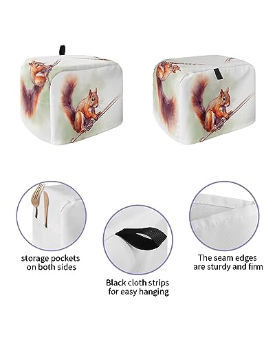 Squirrel Toaster Cover, 4 Slice Toaster Cover Cute Aniaml Fall Atutumn Kitchen Small Appliance Covers, Dust and Machine Washable Bread Maker Cover (12w X 11d X 8h)