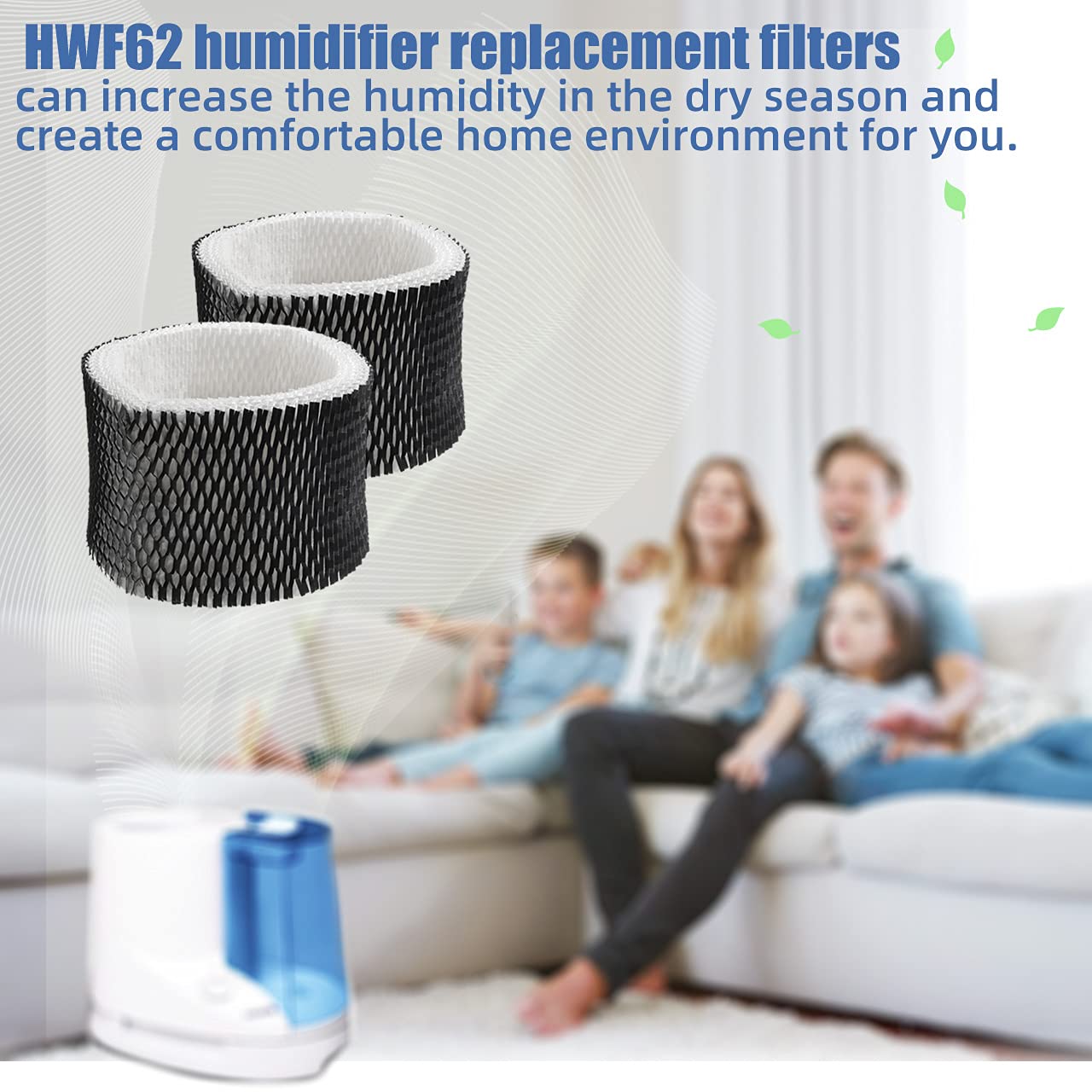 Ximoon HWF62 Humidifier Filter A Replacement for Holmes & Sunbeam Humidifier Filter Models HM1701, HM1761, HM1300 & HM1100; Compare to Part # HWF62, HWF62D (2)
