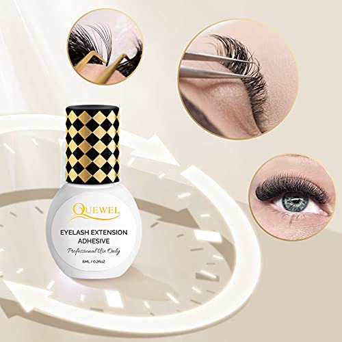 Eyelash Extension Glue Professional Lash Glue for Eyelash Extensions 6ml Black Lash Glue Within 2 Sec Drying Time Lash Extension Glue 7-8 Weeks Long Lasting Waterproof Eyelash Glue