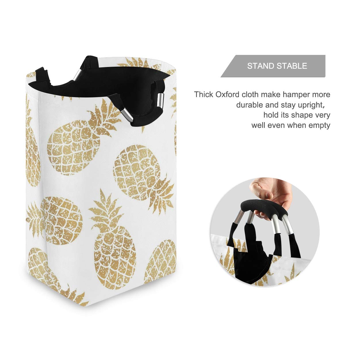 One Bear Pineapple Laundry Basket Christmas Tropical Fruit Foldable Large Laundry Hamper Bucket with Handles Collapsible Nursery Storage Bin for Kids Clothes Toy
