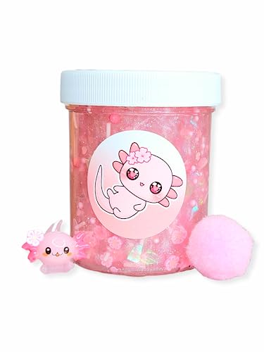 Pinky The Axolotl Handmade Clear Pigment Slime 4oz-Hoshimi Slimes