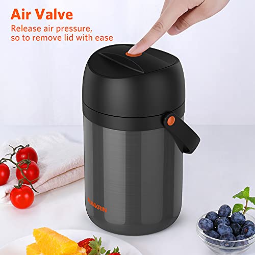 Runkrin Insulated Food Jar 64oz for Hot Food 6 Hours, 3 Tiers Leak-Proof Stackable Thermal Lunch Box Containers, Stainless Steel Vacuum Soup Storage for Men Women