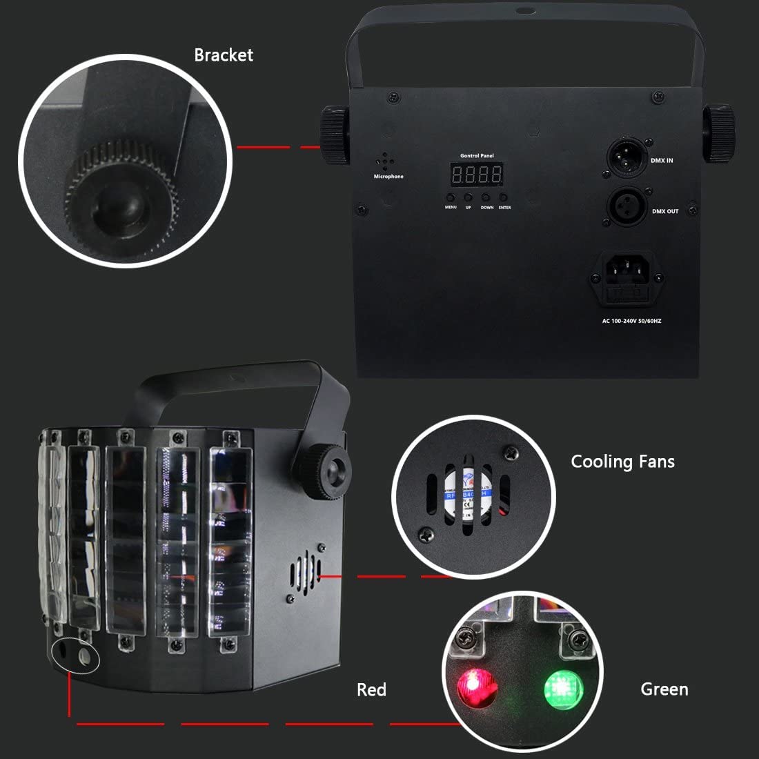 DJ Lights,SAHAUHY 2 in 1 Professional Stage Lights Mixed Effect Sound Activated Party Lights for Event Disco Dance Birthday Bar Club with Remote