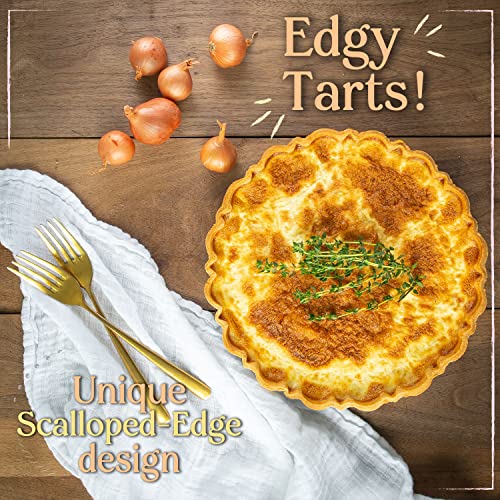 Patz&Patz Fluted Tart Pan with Removable Bottom β 9 In. Nonstick Pie Pan with Crust-Shaper Ring β Carbon Steel Pan for Pies, Tarts, and Quiche Baking Dish β 9 Inch Tart Pans for Baking