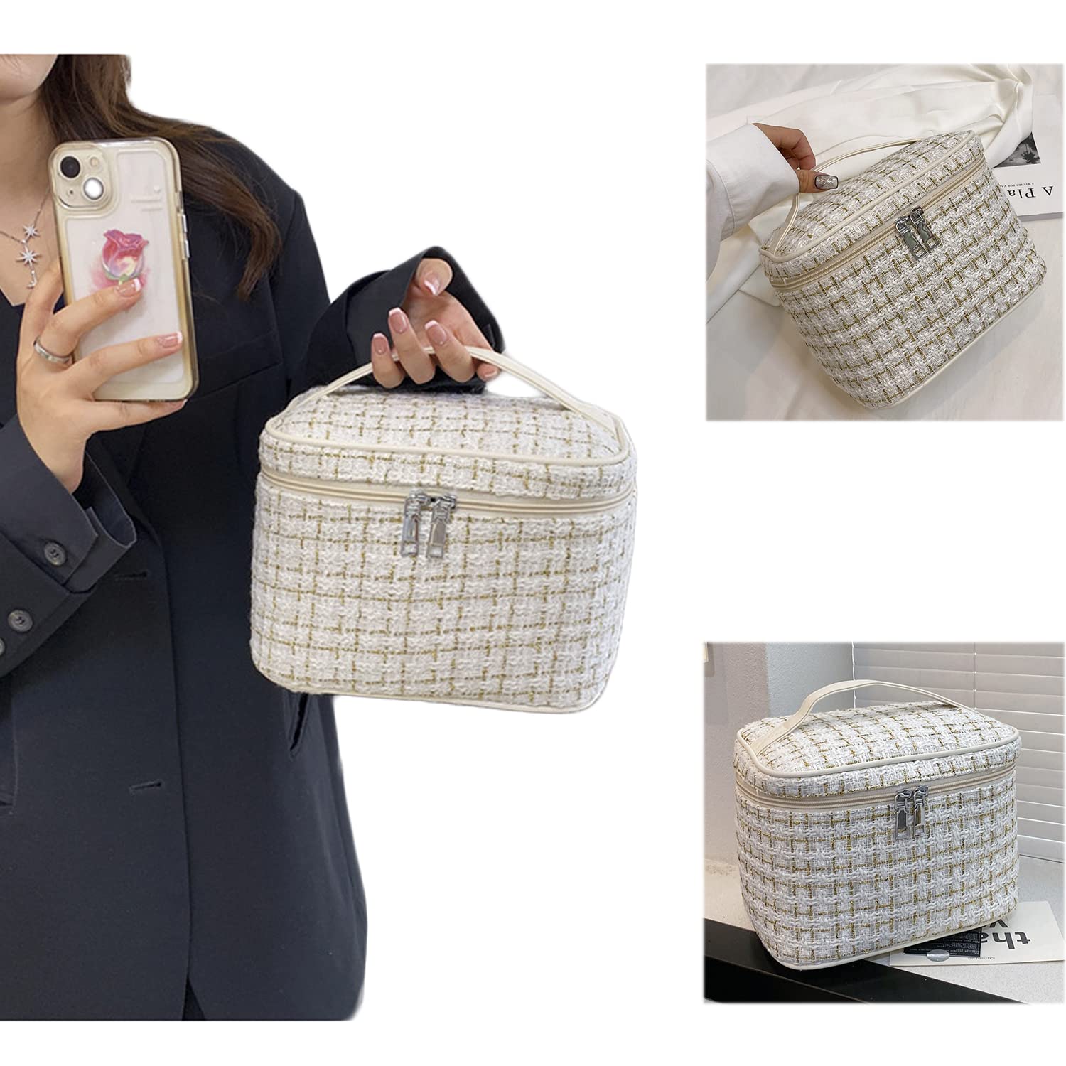 Large Portable Travel Makeup Bag - Cosmetic Bag Makeup Case Organizer for Women