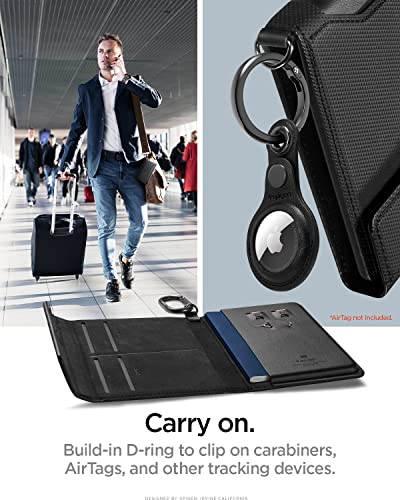 Spigen Passport Card Cover Holder Passport Wallet Travel Documents Organizer Protector Passport Holder Travel Accessories with RFID Blocking Technology SIM Card Pin Included - Black