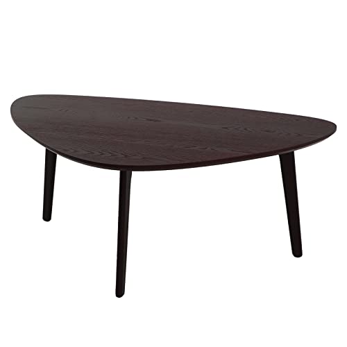 Small Coffee Table Modern Mid Century Coffee Tables Wooden Vintage Oval Chic for Living Room,Natural Wood Texture,Unique Triangle Tabletop,Oak Leg,Easy Assembly