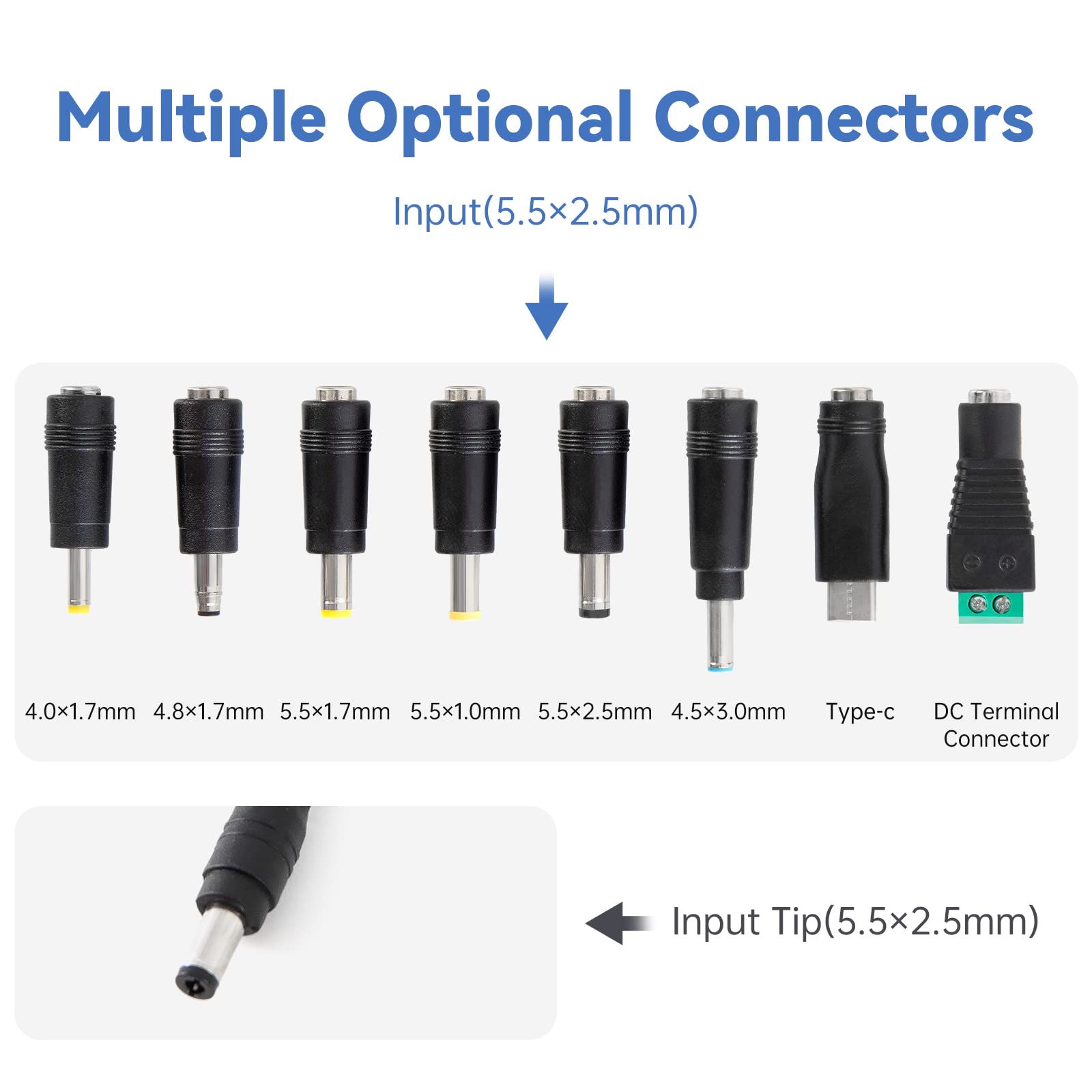 HZHFCB 3V-24V 3A 72W Power Supply Adjustable DC from 3V to 24V Variable Universal Continuous AC/DC Adapter 100V-240V AC to DC Converter with 8 Tips.