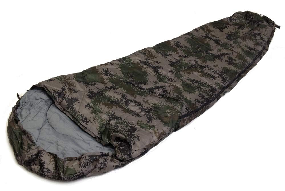 EDMBG Sleeping Bag - Mummy Type 8' Foot Camouflage Army- 20+ Degrees Carry Bag New