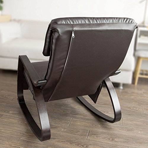Haotian New Relax Rocking Chair Lounge Chair with Adjustable Footrest and Removable Side Bag, FST20-BR