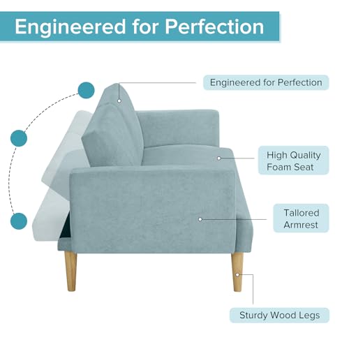 Modern Multi-Functional Convertible Futon Sofa Bed with Tapered Wood Legs Ideal for Small Living Room,Multi-Color Options Split Adjustable Backrest Loveseat Couch Easily Converts to Sleeper Sofabed