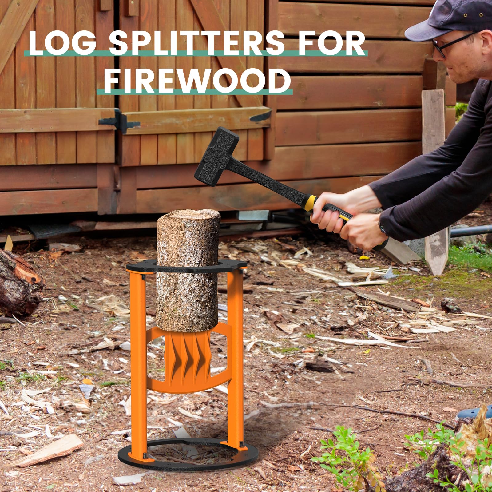 Meoligr Log Wood Splitter with Cast Steel Double-Blade Kindling Cracker, Log Splitters Tools for Firewood, Portable|Sturdy Kindling Splitter 13'' x 17'' (No Hammer)
