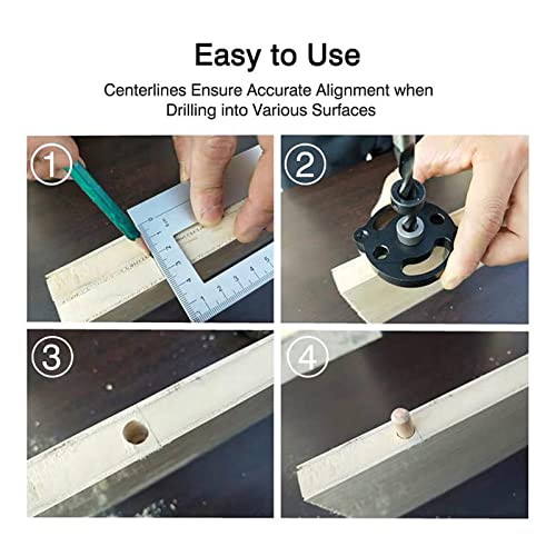 Drill Hole , Aluminium Alloy Drill Hole Jig, Woodworking Hole Puncher Locator Dowel Drilling Punching Tool Set, Woodworking Project Kits