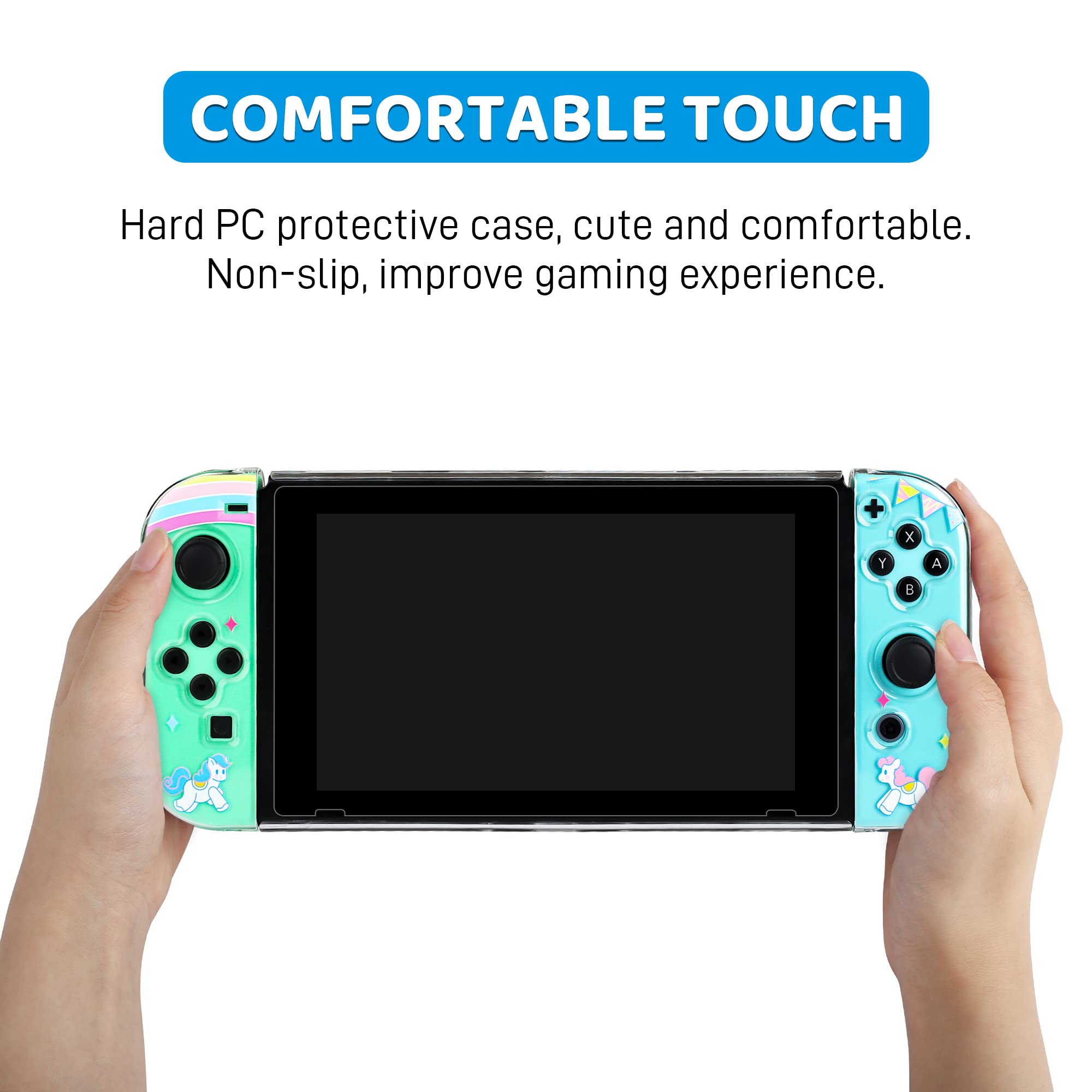 FANPL Cute Protective Case for Nintendo Switch, PC Cover Case with Rainbow Carousel Compatible with Switch Console and Joy Con, Kawaii Skin Accessories Shockproof, Waterproof, Anti-fingerprint