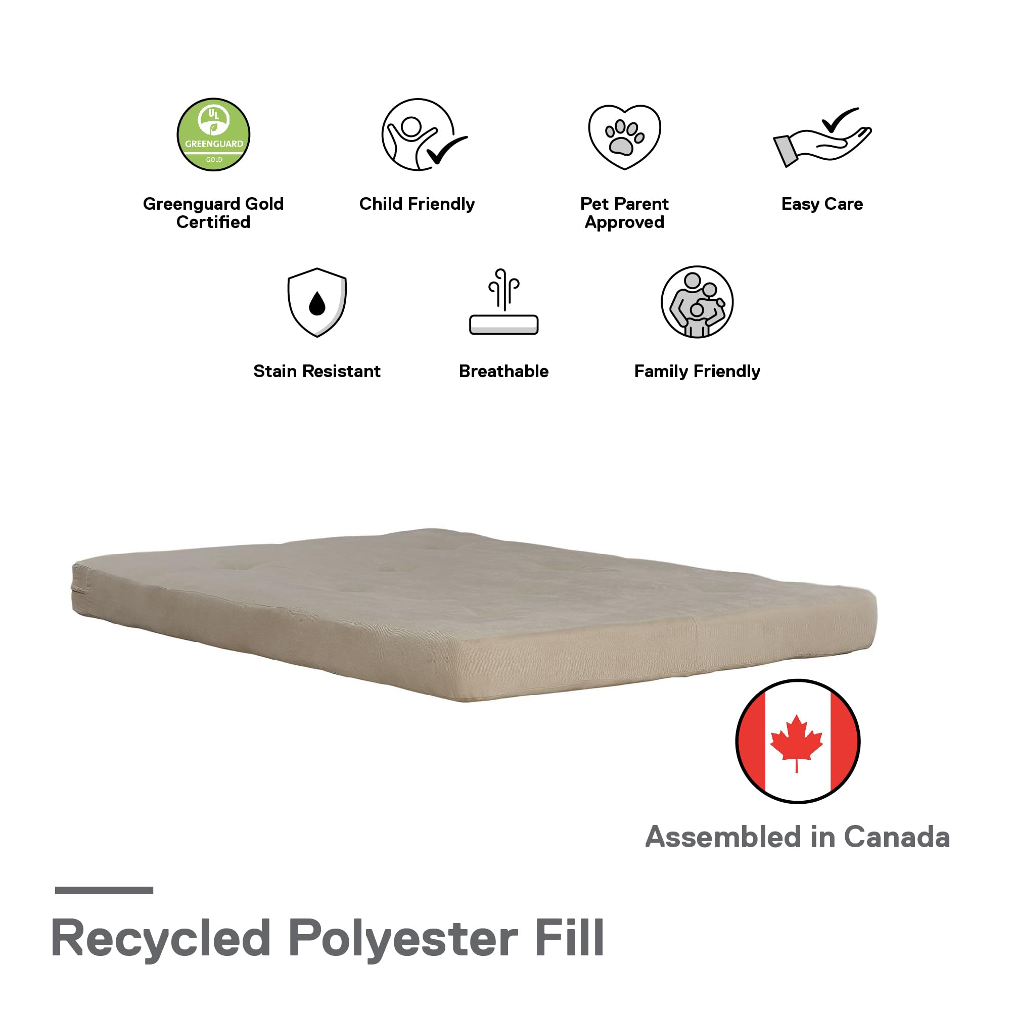 DHP Value 6" Microfiber Futon Mattress, Full, Tan