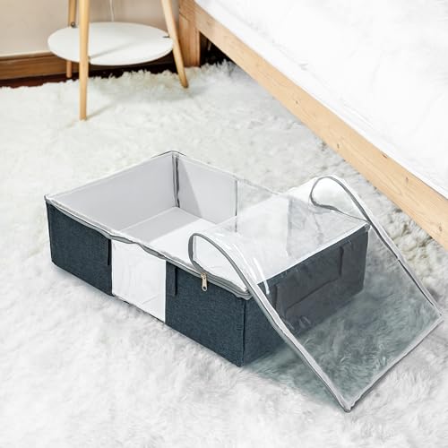 LargeROO Premium Storage Bins with Lids - Versatile Under Bed Storage Containers for Closet Organization and Storage - Ideal for Blankets (4)