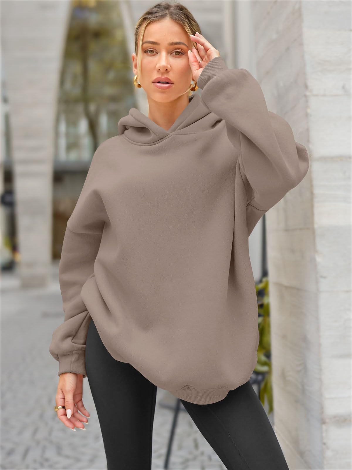 EFAN Fall Outfits 2024 Hoodies for Women Oversized Sweatshirts Fashion Clothes Solid Basic Soft Loose Winter Tops Sweaters