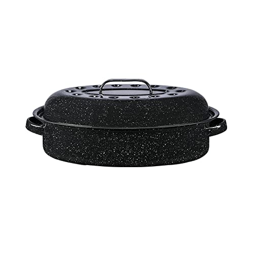 Granite Ware 15-Inch Covered Oval Roaster, 15 inches, Black