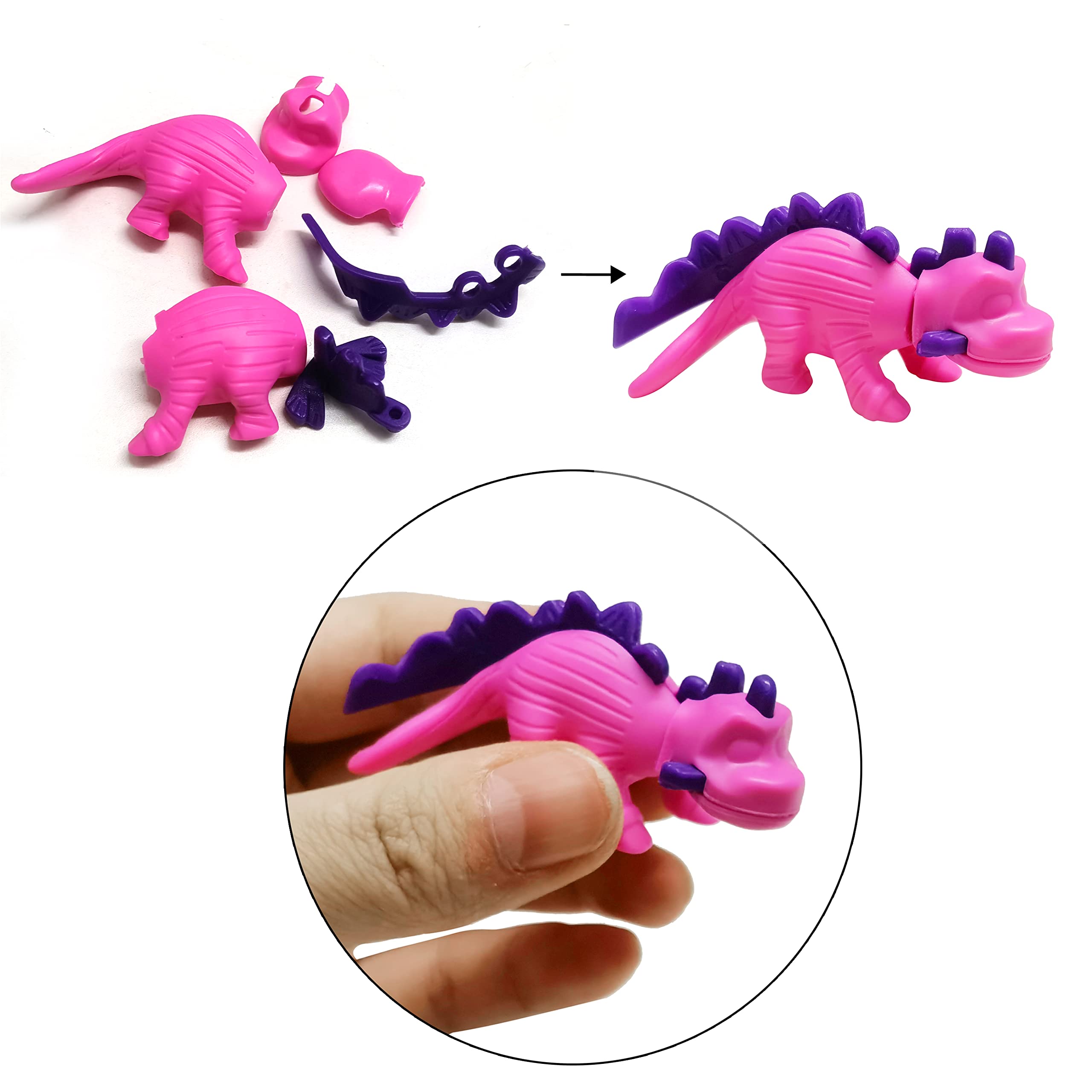 Holydeck 24Pcs PreFilled Easter Eggs with Dinosaurs Building Blocks, Mini Toys for Kids Easter Eggs Hunt, Easter Basket Stuffers Fillers, Easter Party Favors, Easter Classroom Prize Toys