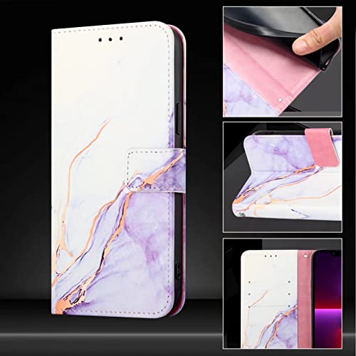 FTRONGRT Case for Tecno POP 5P, with Mobile Phone Holder, Fall-Proof, Suitable for Tecno POP 5P Folding Mobile Phone Leather Protective Shell.White Purple