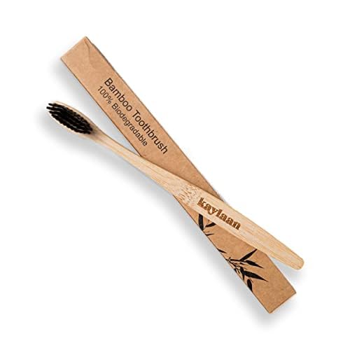 Kaylaan Bamboo Toothbrush with Plant-Based Soft Bristles - Natural, Biodegradable, BPA-Free, and Compostable