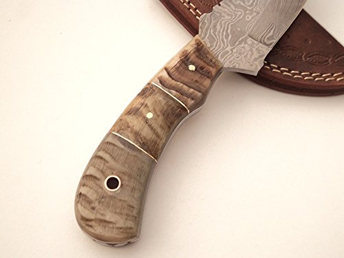 DKC Knives (8 8/18) DKC-826 Musoki Gut Hook Skinner Damascus Steel Knife 9" Overall 5" Blade 8.5 oz Hand Made
