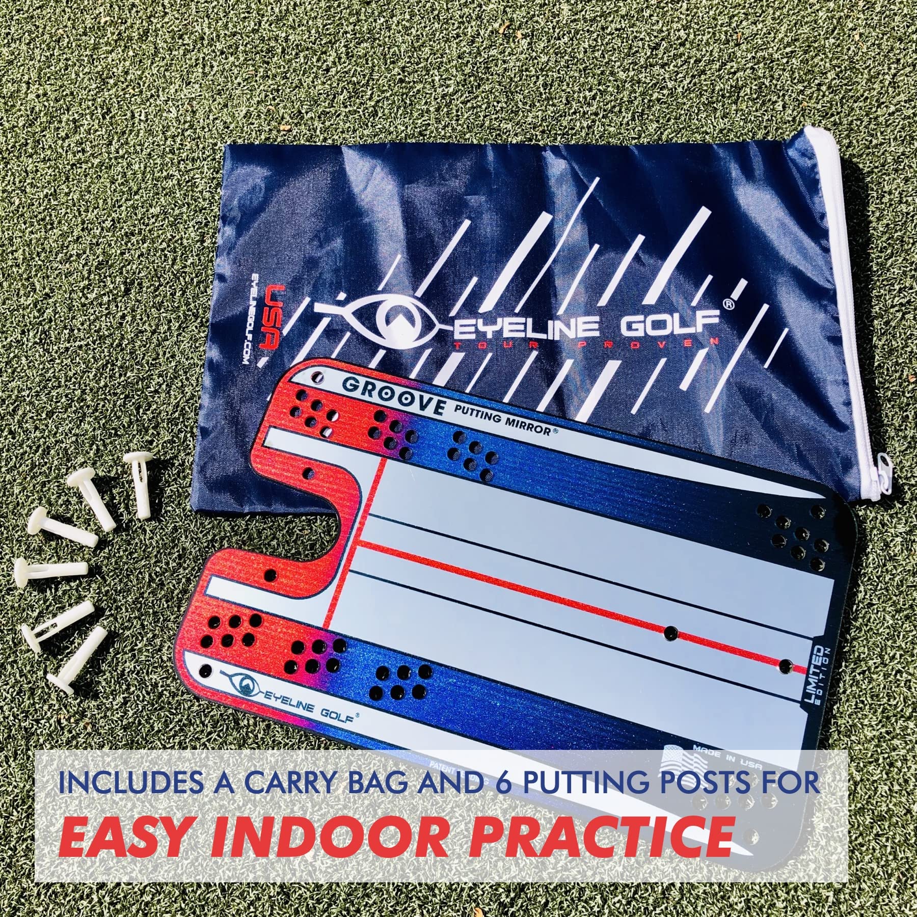 EyeLine Golf Patented Putting Mirror Training Aid - Portable Putting Trainer for Games Drills, As seen on PGA Tour, Made in USA, Use Outdoors or Indoors
