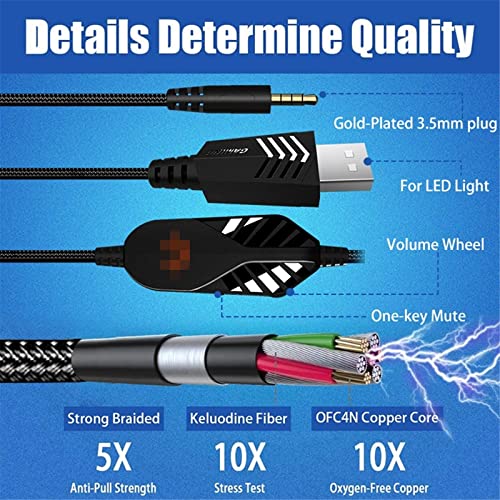 IHIPPO Gaming Headset LED Light Stereo Gaming Headset Noise Cancelling Over Ear Headphones with Mic for PC Laptop