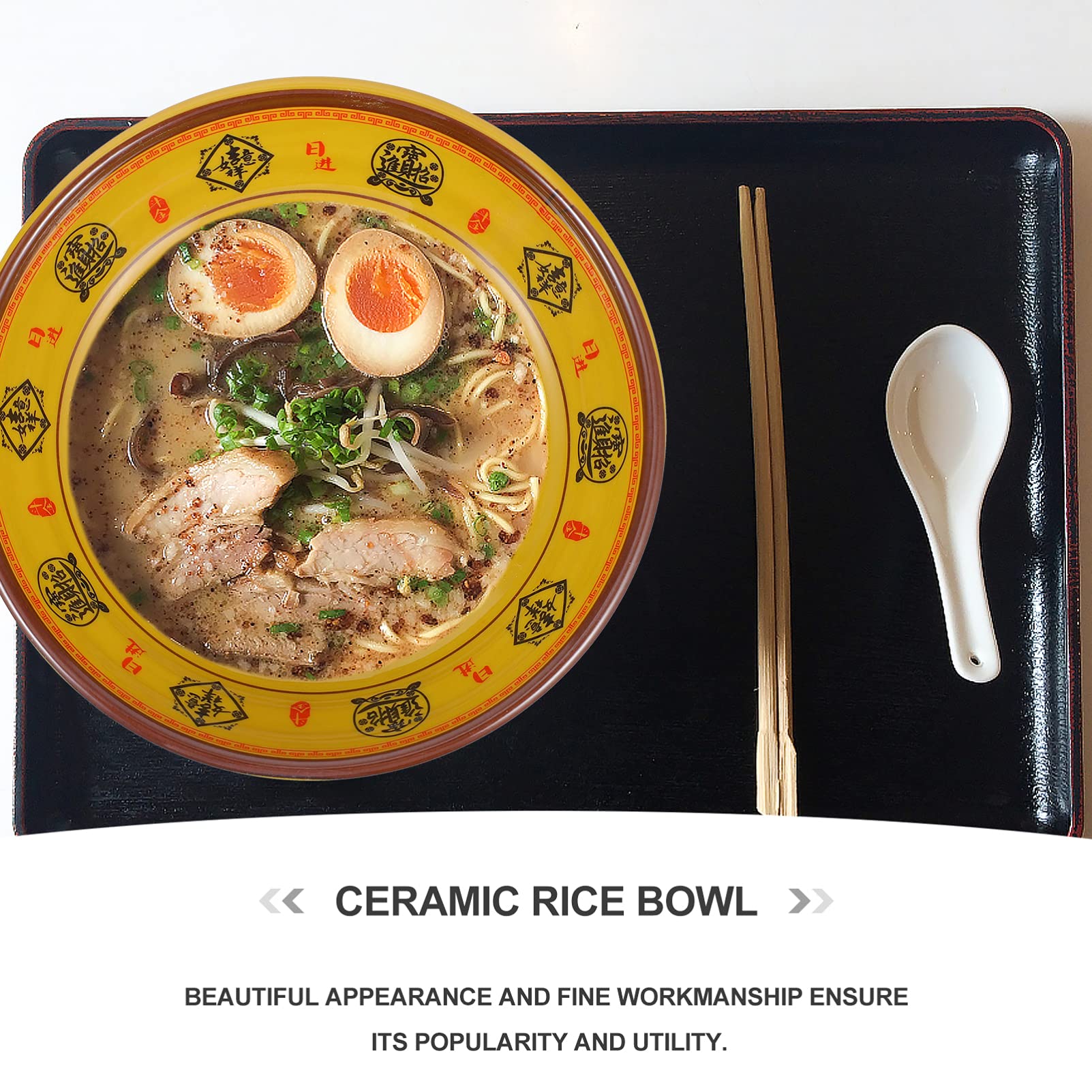 Hemoton Udon Soba Bowl Ramen Bowl Melamine Noodle Bowl Soup Bowls 8 inch Cereal Bowls Serving Bowls Chinese Japanese Decorative Tableware For Salad Soup Rice Noodle Chinese Soup Bowl