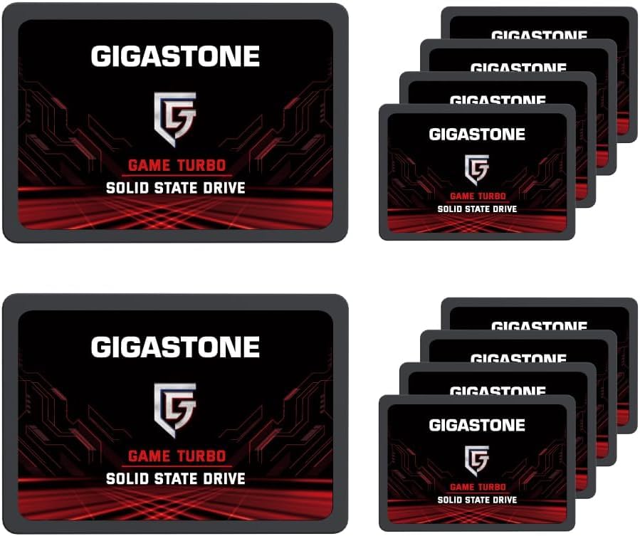 Gigastone SATA SSD 256GB (2-Pack) 2.5 inch SSD 520MB/s Upgrade Laptop PC Memory and Storage PS4 HDD Replacement 2.5" Internal Solid State Hard Drives SATA III SLC Cache 3D NAND Game Turbo Performance