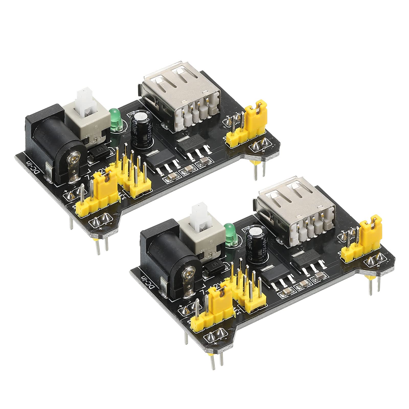 MECCANIXITY Power Supply Module DC 6.5-12V to 3.3/5V 0.7A Black for MB102 Prototype Breadboard Pack of 2