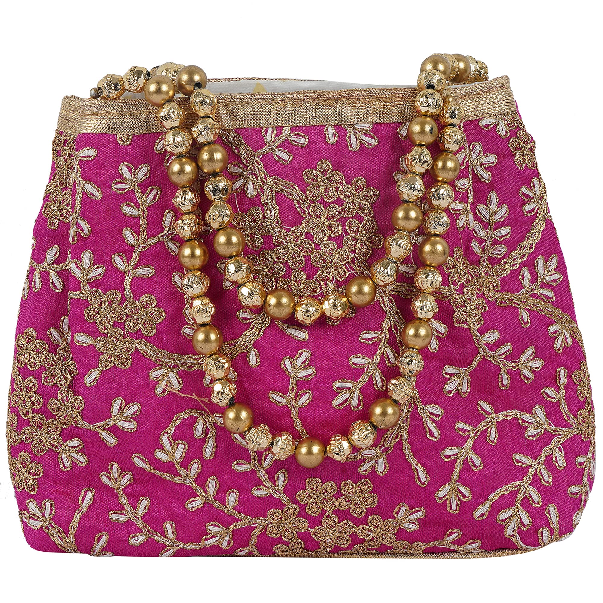 Ekavya Indian Ethnic Potli Bag wedding purse jewelry purse for girls (Dark Pink)