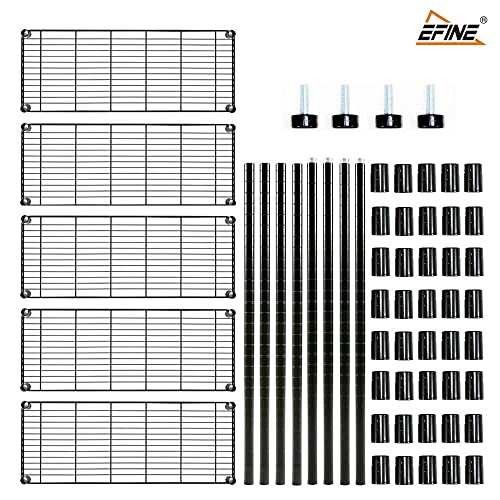 EFINE 5-Shelf Shelving Unit with Shelf Liners Set of 5, NSF Certified, Adjustable Heavy Duty Metal Wire Shelves, 350lbs Loading Capacity Per Shelf, Storage Rack(36W x 14D x 72H) Pole Diameter 1 Inch