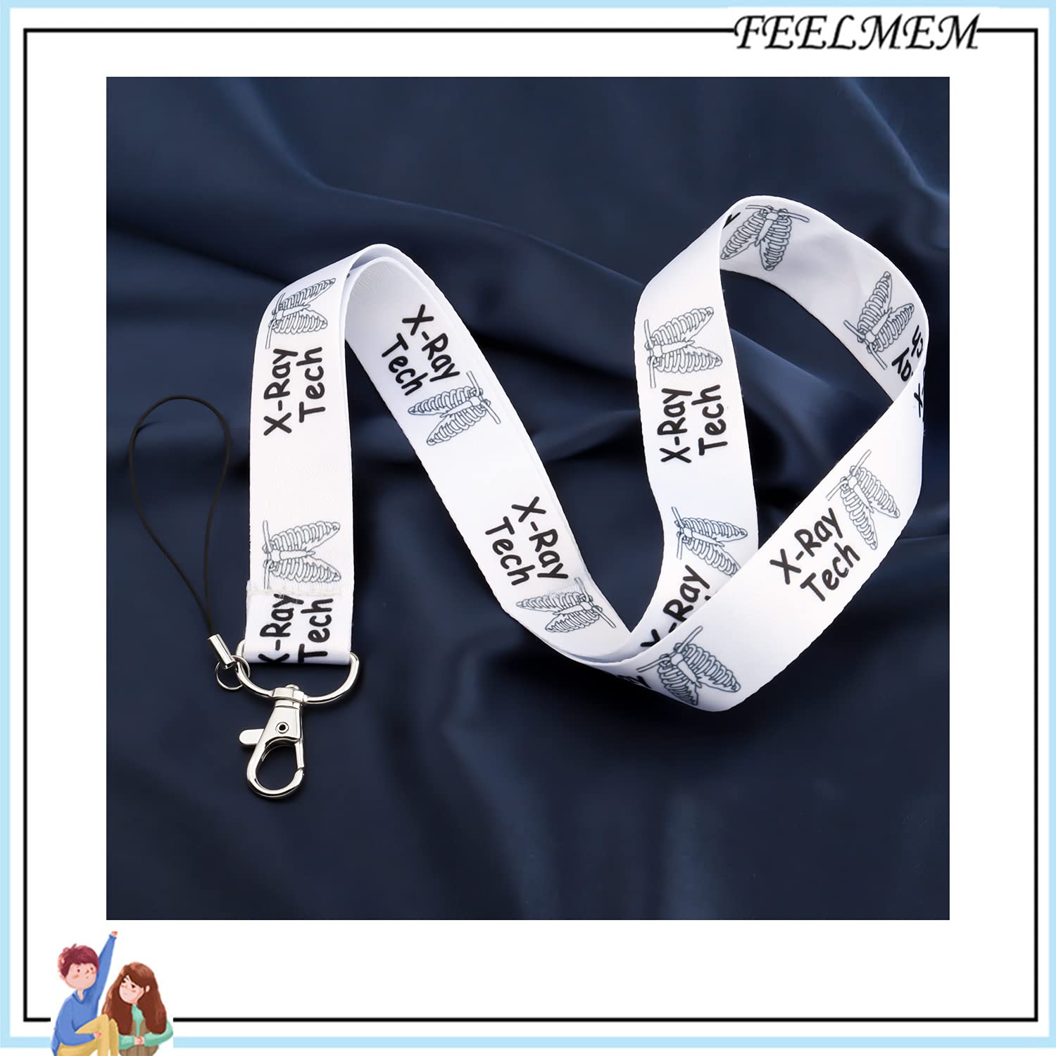 FEELMEM Radiology Tech Jewelry X-Ray Tech Lanyard Key Chain ID Card Holder Clip Medical Ultrasound Tech Gifts Radiologist Gift for X Ray Technician Radiographer (X-Ray Tech)