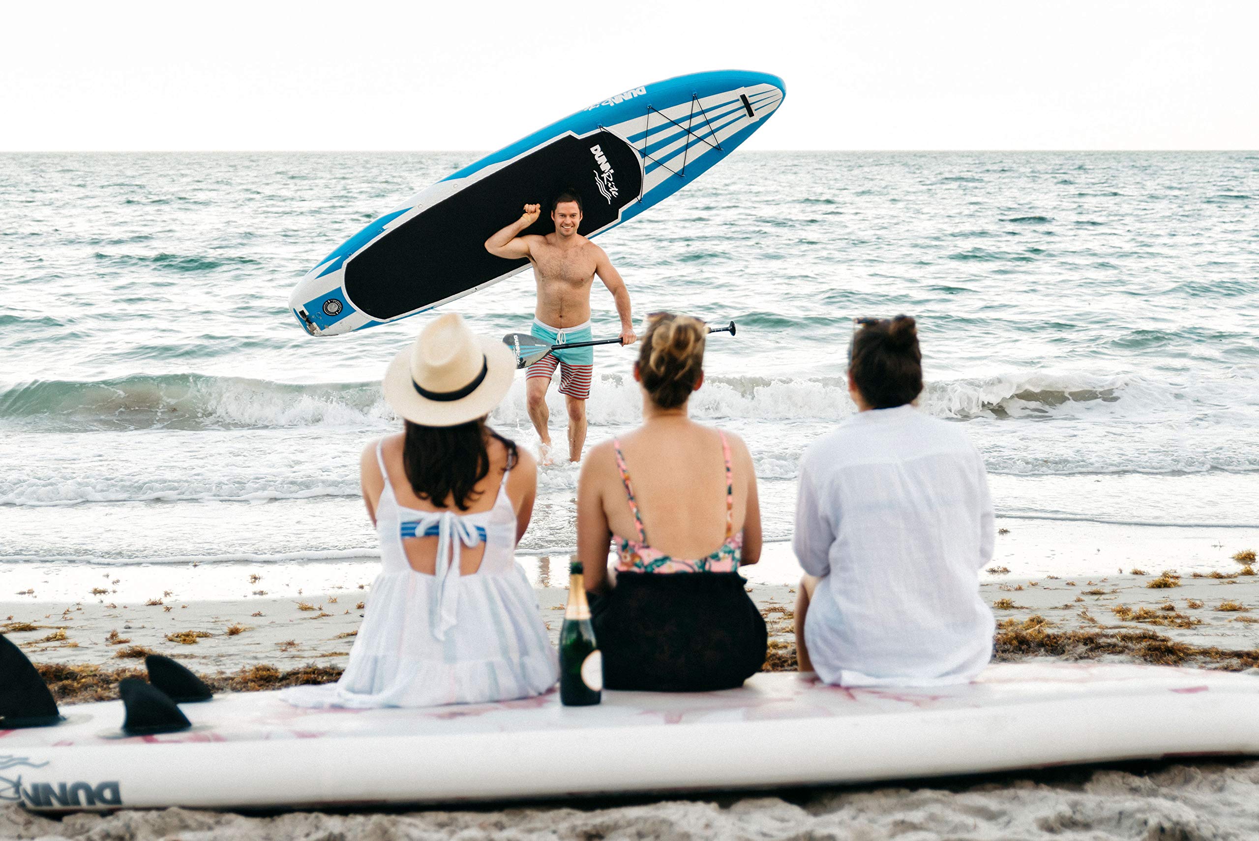 Dunnrite Products Inflatable Stand Up Paddle Board Kit (SUP with Paddle, Backpack Travel Bag, Pump, Fins, & Coiled Leash) (Floral)