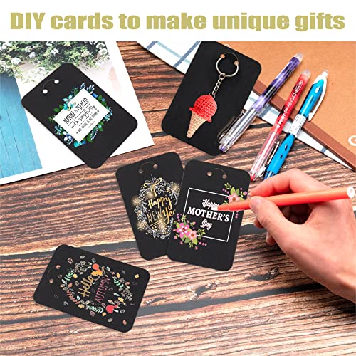 ZYNERY 100 PCS Keychain Display Cards, 3 x 4.7 Inch Keychain Holder with Self-Sealing Bags, Card Display Rack for Displaying Keyring Jewelry Bulk Keychains Packaging Supplies (Black)