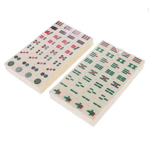 inBEKEA Mini 144 Mahjong Tiles Chinese Mahjong Mahjongg Travel Game Set for Whole Family Fun Compact Size