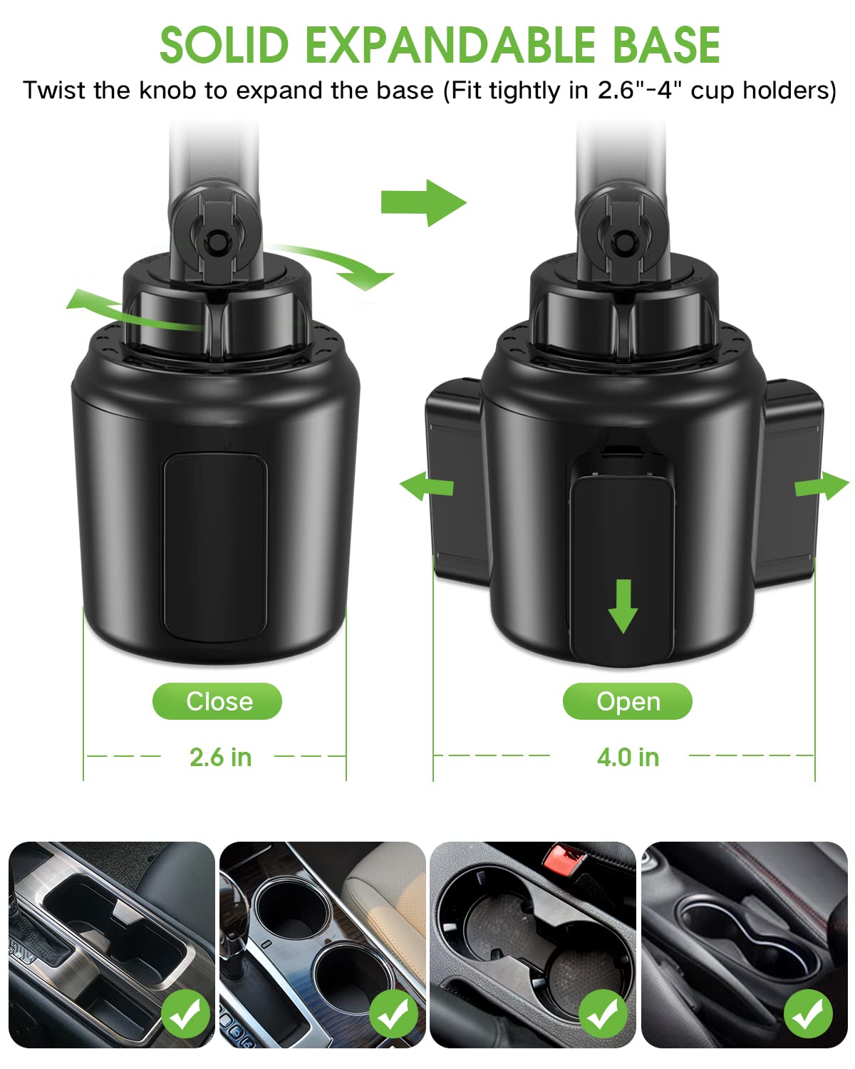 EOCAHO Tablet Holder for Car, 2-in-1 Cup Holder Tablet/Phone Mount, Adjustable Tablet Mount for Car Truck, Compatible with 4.7-13 inch Tabs, iPad, GPS Navigator, iPhone, Galaxy Z Fold 4, 3