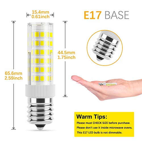 DiCUNO E17 LED Bulb 5 Watt Appliance Bulb Microwave Oven Light 6000K Daylight White, 550lm, 50W Halogen Equivalent Non-dimmable (2-Pack)