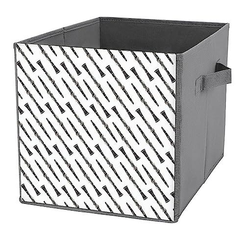 Fun Musical Instrument Clarinet Storage Cubes with Handles Foldable Fabric Bins Organizing Baskets for Shelves Closet
