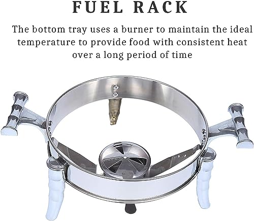 Stainless Steel Chafing Dish Fuel Holders, Round Catering Buffet Warming Container Server Tray, with Food Pan and Lid, for Party or Banquet