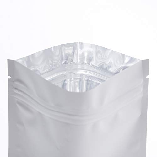 QQ Studio 100pcs Double-Sided Matte Foil Flat Packaging Zipper Seal Bags (3" x 4", Matte White)