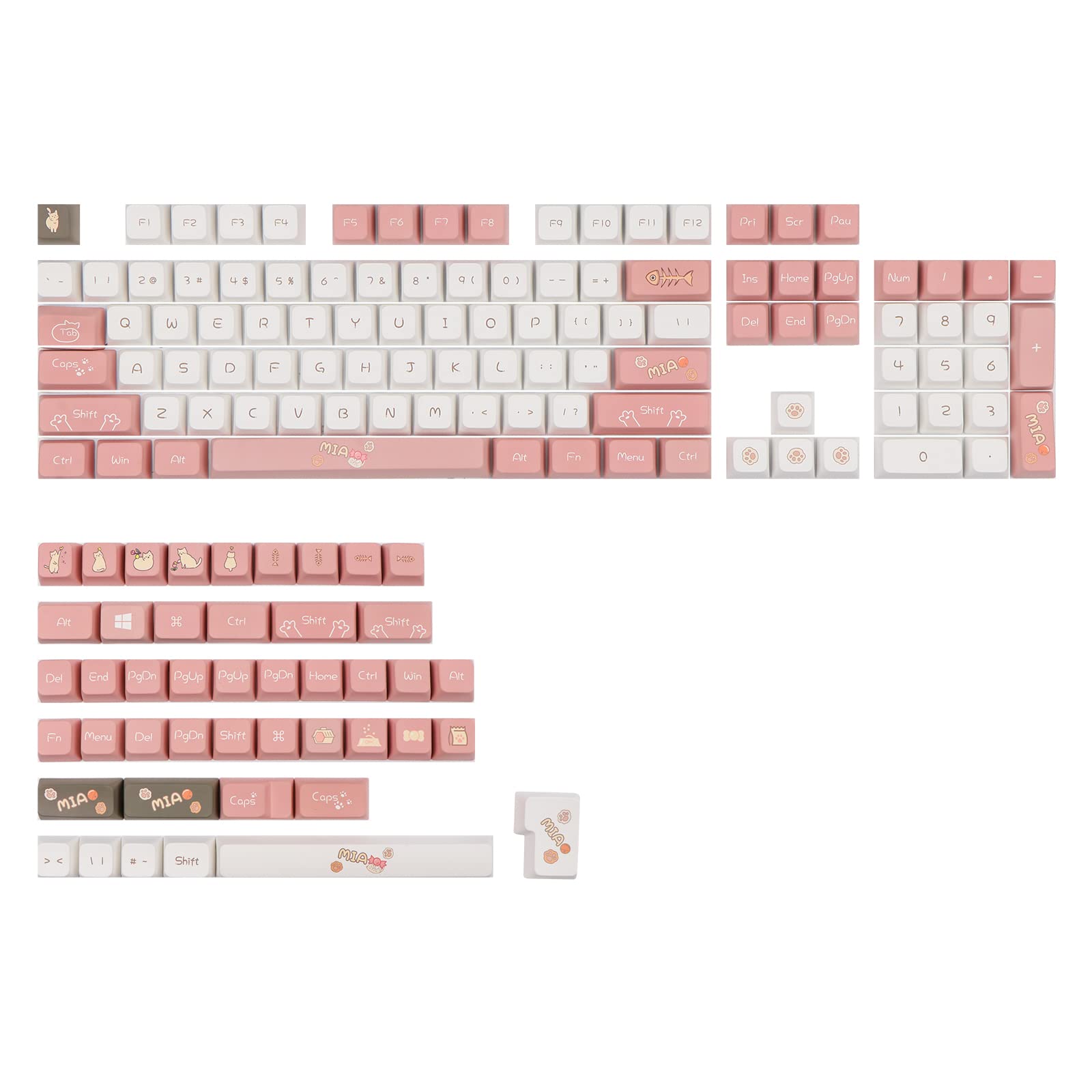 EPOMAKER MIA Cat 149 Keys MDA Profile ANSI/ISO PBT Dye Sublimation Keycaps Set for Mechanical Gaming Keyboard, Compatible with Cherry Gateron Kailh Otemu MX Structure