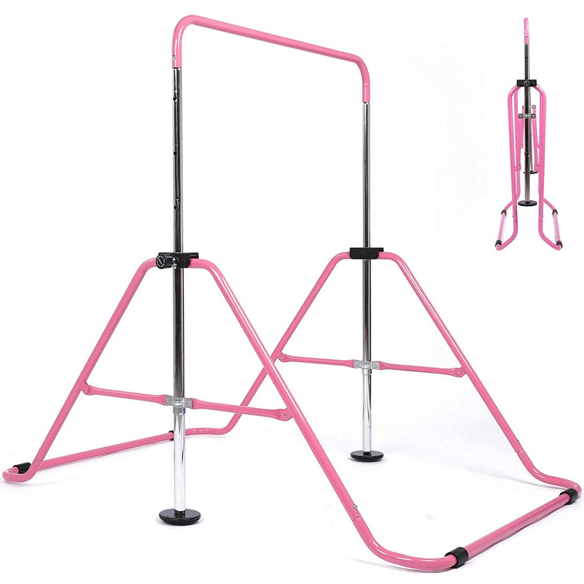 DOBESTS Gymnastics Bars for Home Gymnastic Equipment for Kids Adjustable Junior Training Uneven Bar for 3-7 Years Old Pink