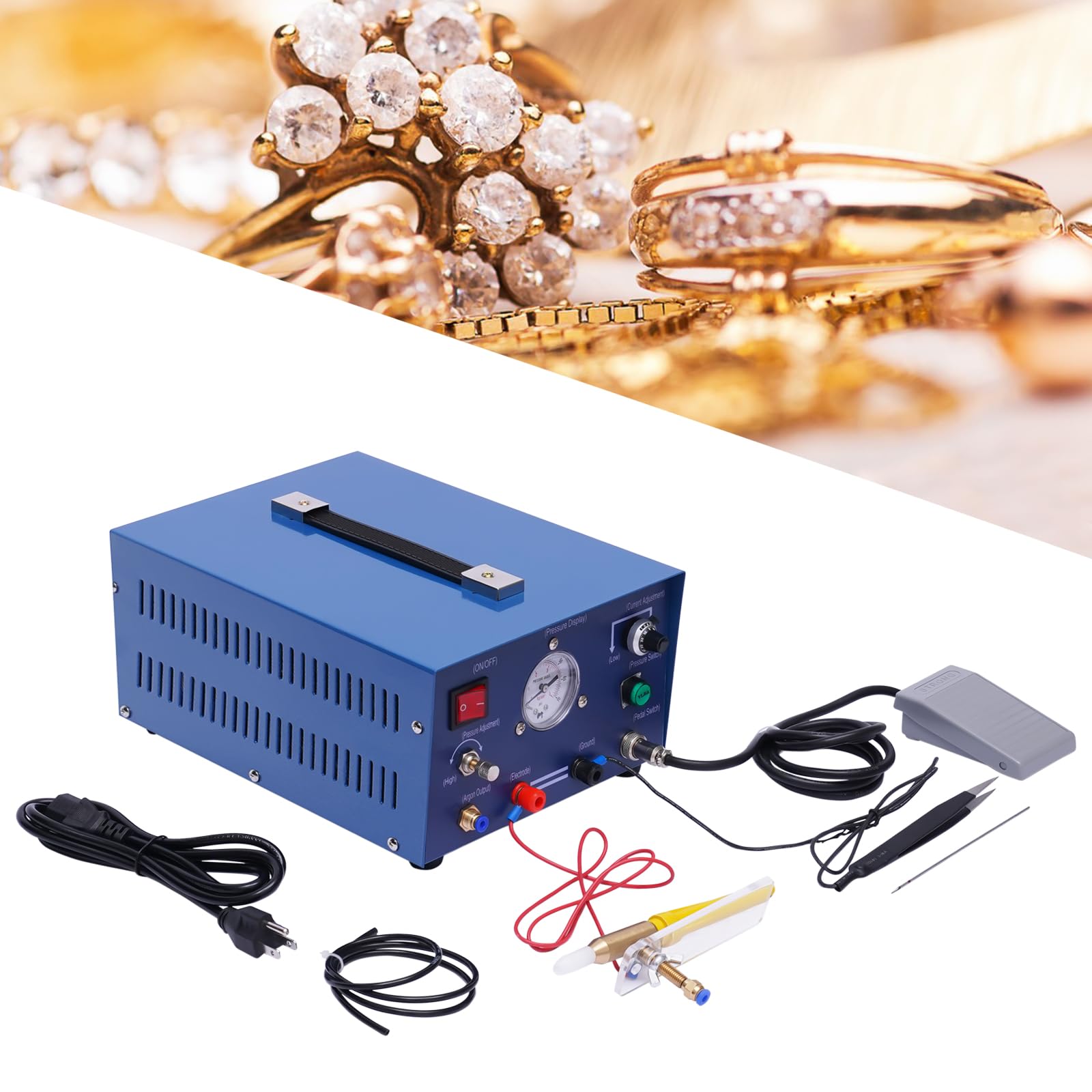 High Power Argon Pulse Spot Welder 80A 800W Adjustable Pulse Argon Spot Welder Welding Jewelry Gold Silver Platinum Palladium Necklace Bracelet Jewelry Welding Machine