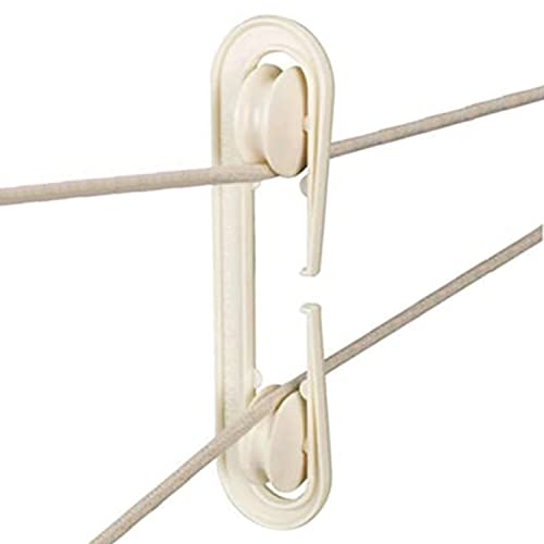 ZZLZX 2PCS Plastic Clothes Line Separator Spreader Pulley, Rope Wire Separation Pulley, S-Shaped Clothes line Splitter, Clothes line Pulley Kit for Long Clothes Line and Heavy Duty, White